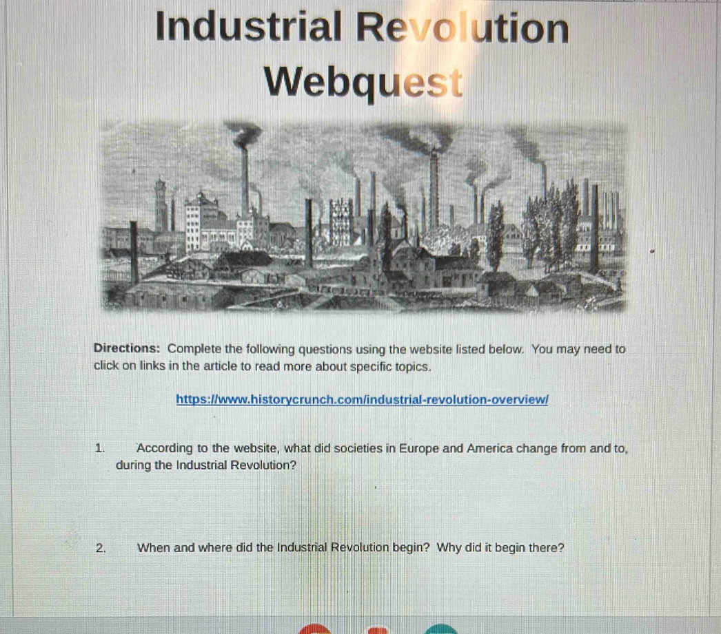 Solved: Industrial Revolution Webquest Directions: Complete the ...