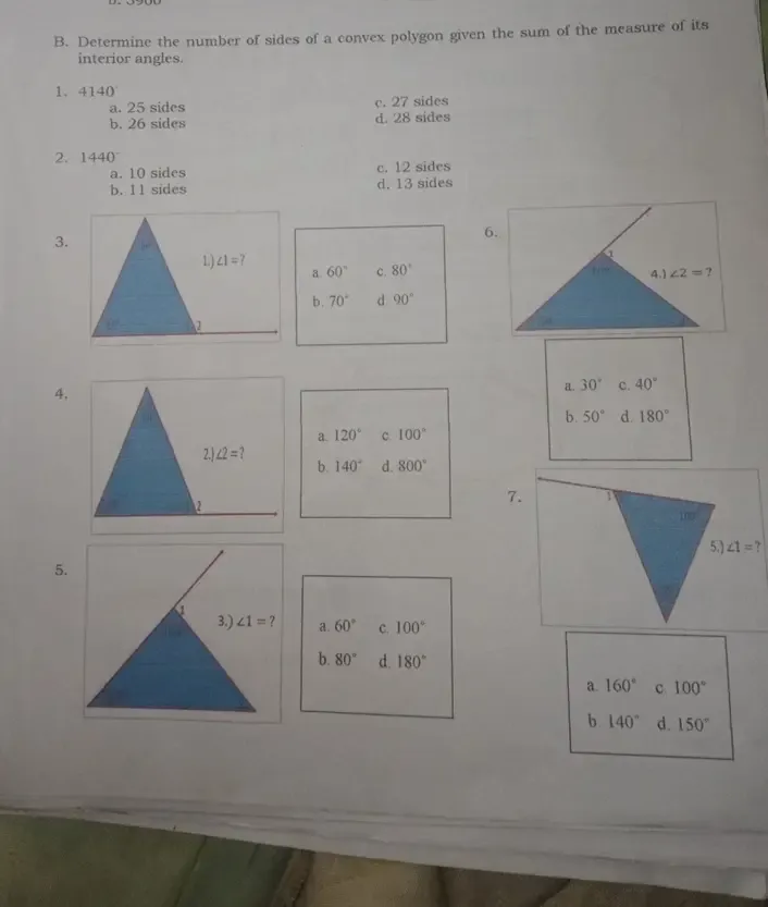 Solved: Determine the number of sides of a convex polygon given the sum ...