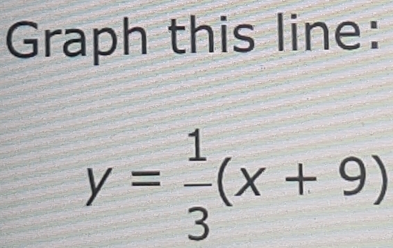 Solved: Graph this line: y= 1/3 (x+9) [Math]