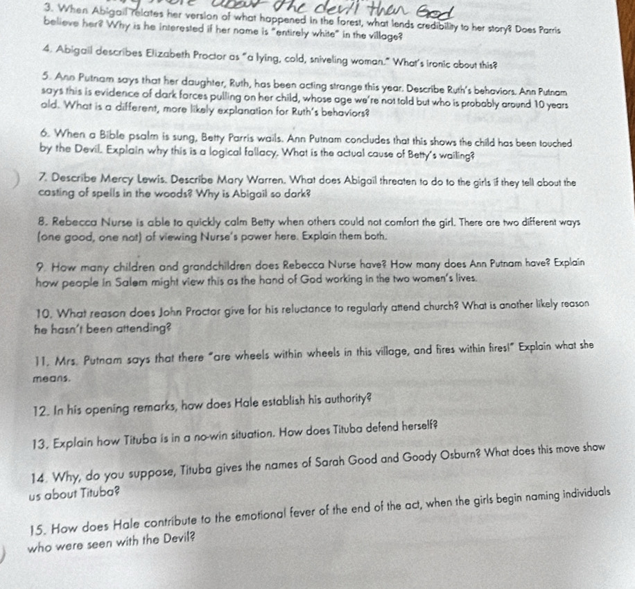 Solved: When Abigail relates her version of what happened in the forest ...