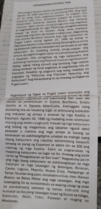 Solved: HiMAGSIKANG PIlíPINo 1896 Ibinunyag ni Teodoro Patiño kay Padre ...