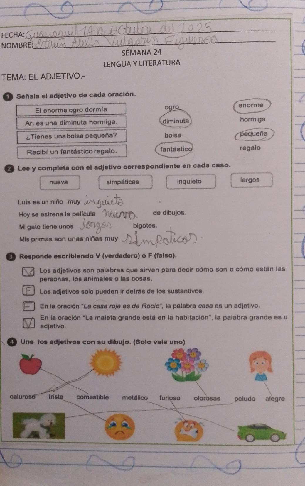 Resuelto:FECHA: _ NOMBRE: _ SEMANA 24 LENGUA Y LITERATURA TEMA: EL ...