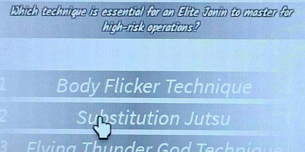 Solved: Which technique is essential for an Elite Jonin to master for ...