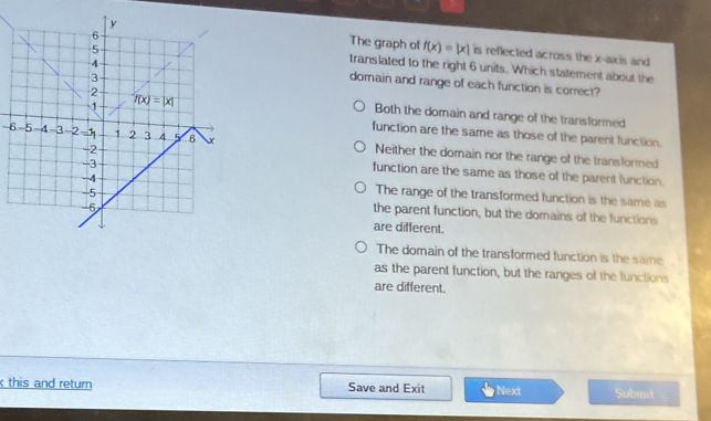 Solved: The graph o f(x)=|x| is reflected across the x-axis and ...