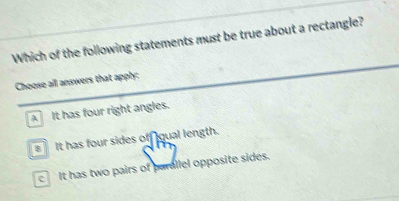 Solved: Which of the following statements must be true about a ...