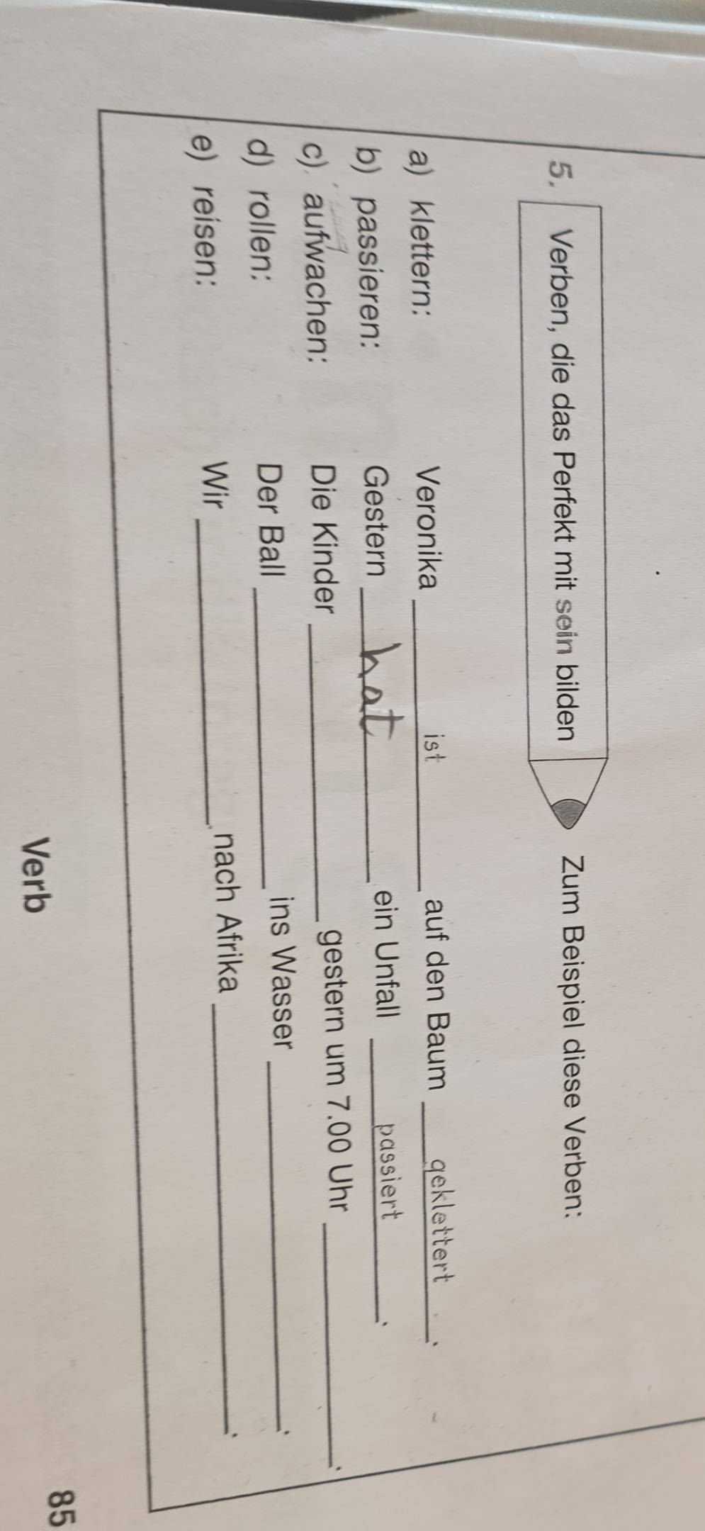 Gelöst:Verben, die das Perfekt mit sein bilden Zum Beispiel diese ...