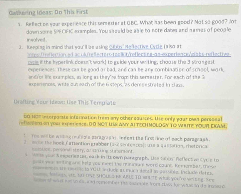 Solved: Gathering Ideas: Do This First 1. Reflect on your experience ...