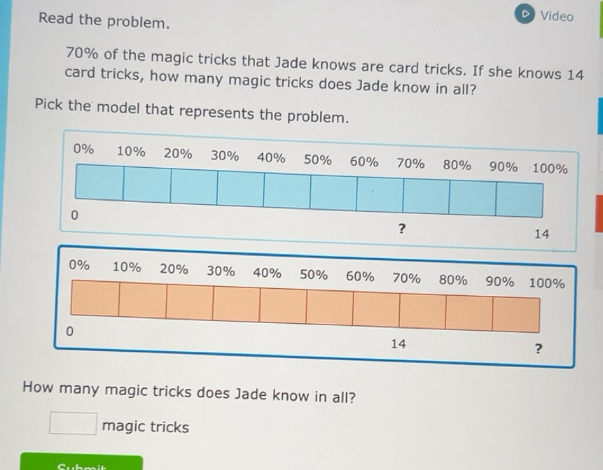 Solved: Read the problem. D Video 70% of the magic tricks that Jade ...