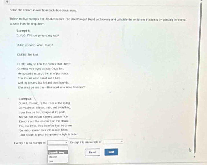 Solved: Select the correct answer from each drop-down menu. Below are ...