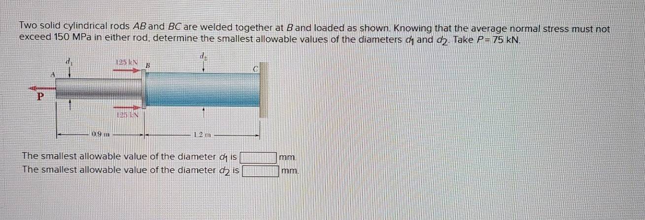 Solved: Two solid cylindrical rods AB and BC are welded together at B ...
