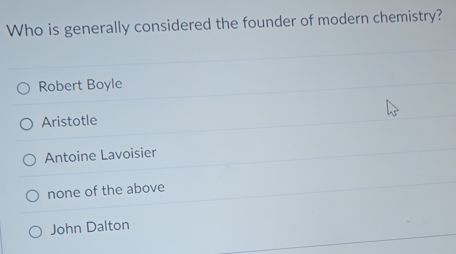 Solved: Who is generally considered the founder of modern chemistry ...