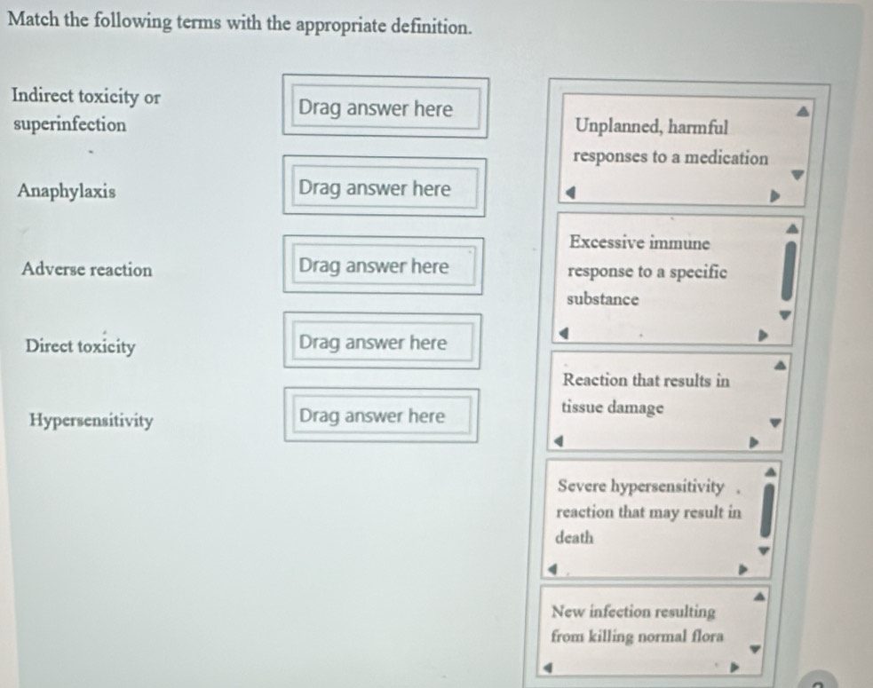 Solved: Match the following terms with the appropriate definition ...