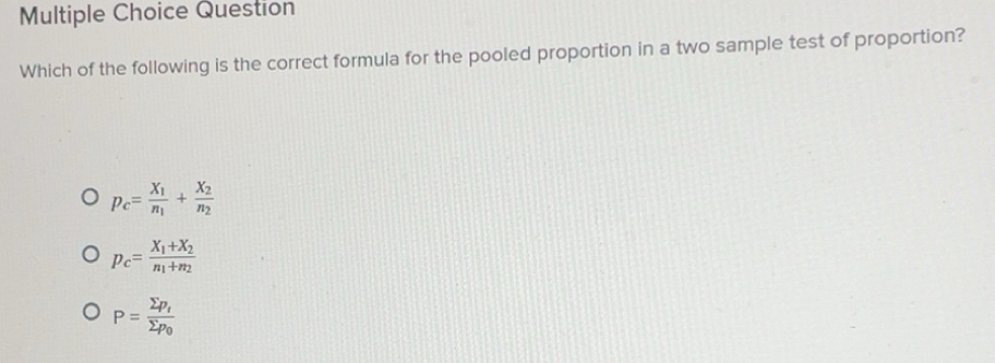 Solved: Question Which of the following is the correct formula for the ...