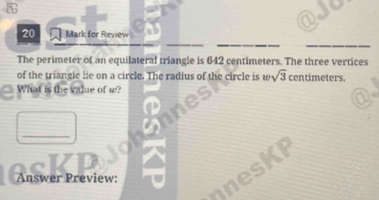 Solved: for Review The perimeter of an equilateral triangle is 642 ...