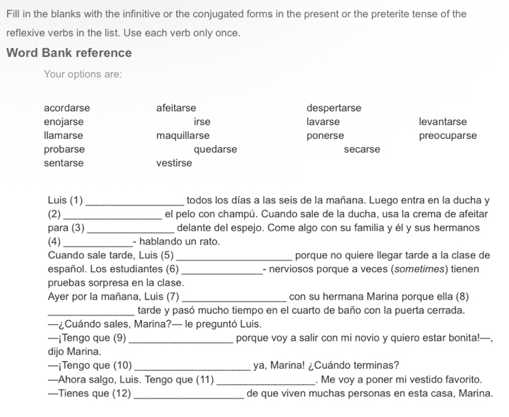 Solved: Fill in the blanks with the infinitive or the conjugated forms ...