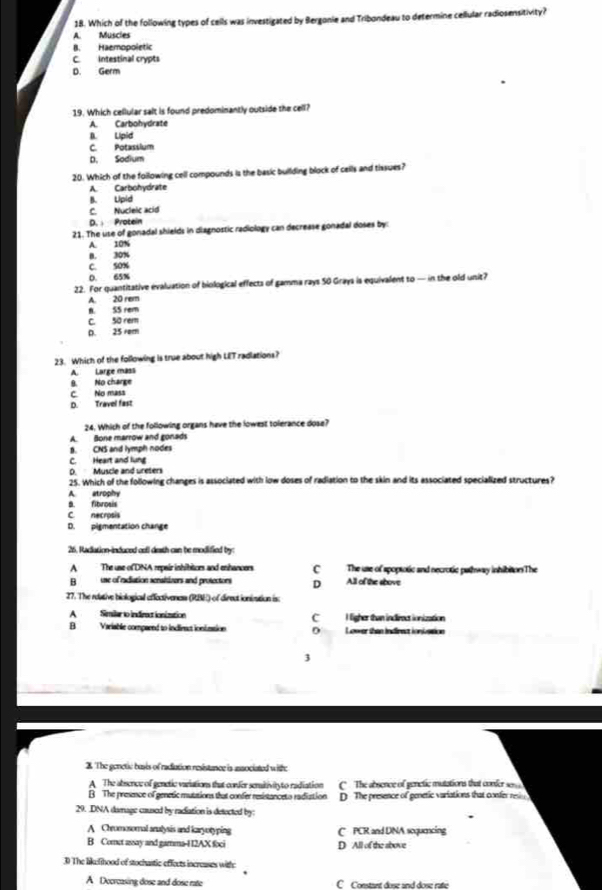 Solved: Which of the following types of cells was investigated by ...