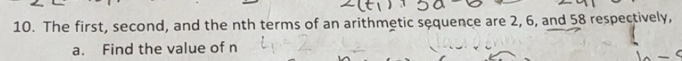 Solved: The first, second, and the nth terms of an arithmetic sequence ...