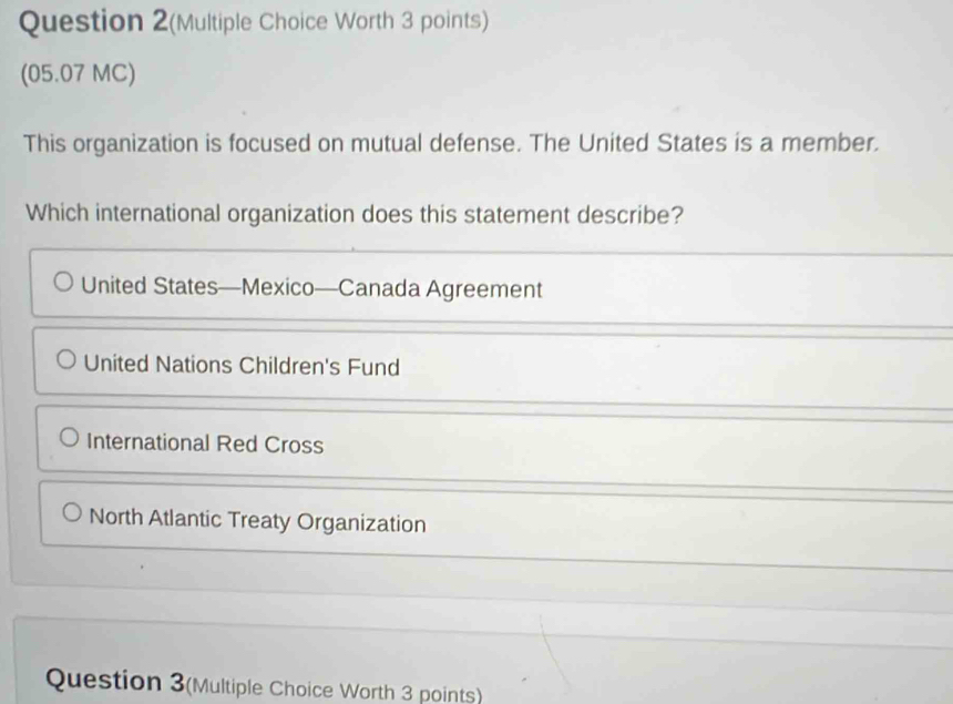 Solved: Question 2(Multiple Choice Worth 3 points) (05.07 MC) This ...