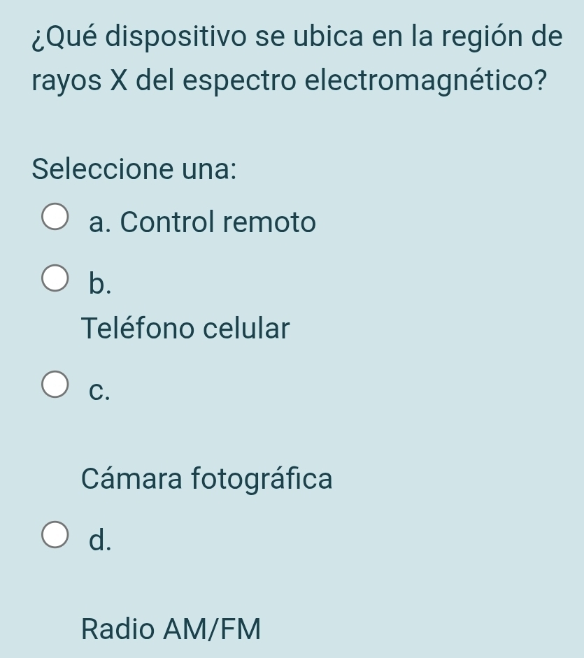 Resuelto:¿Qué dispositivo se ubica en la región de rayos X del espectro ...