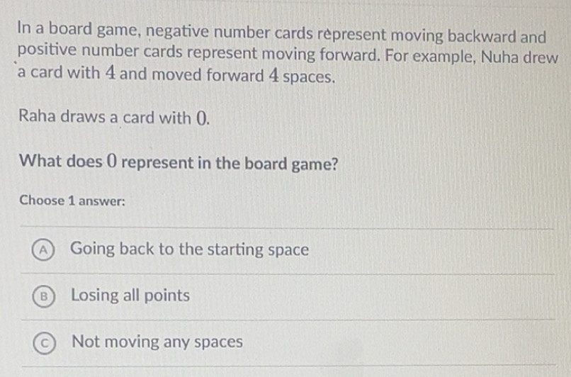Solved: In a board game, negative number cards represent moving ...