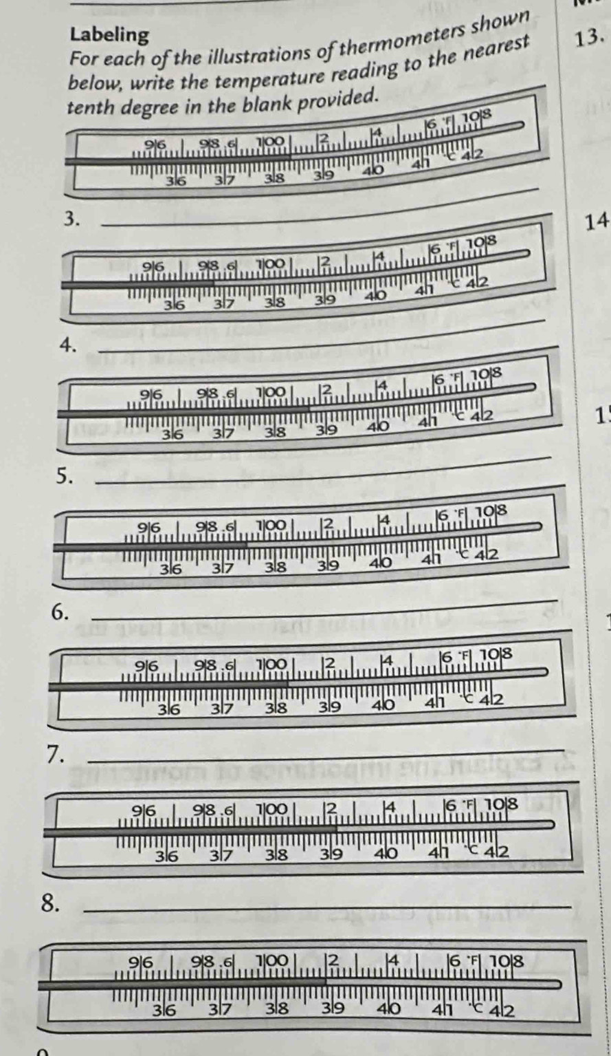 Solved: Labeling For each of the illustrations of thermometers shown ...