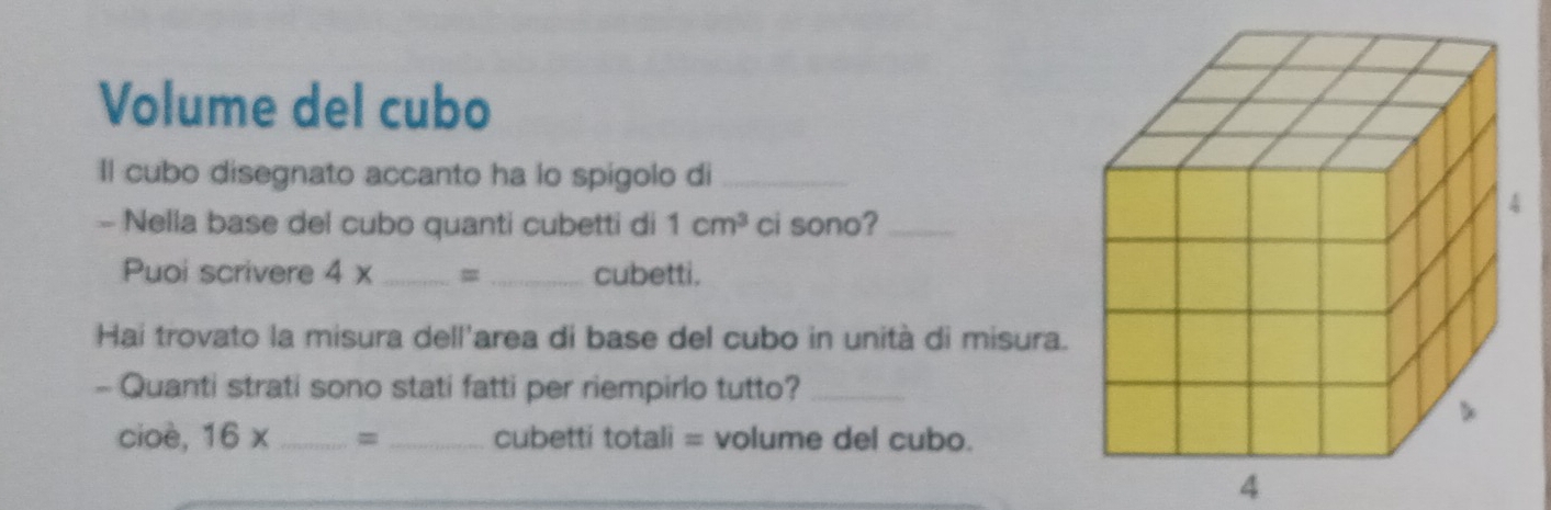Risolto:Volume del cubo ll cubo disegnato accanto ha lo spigolo di ...