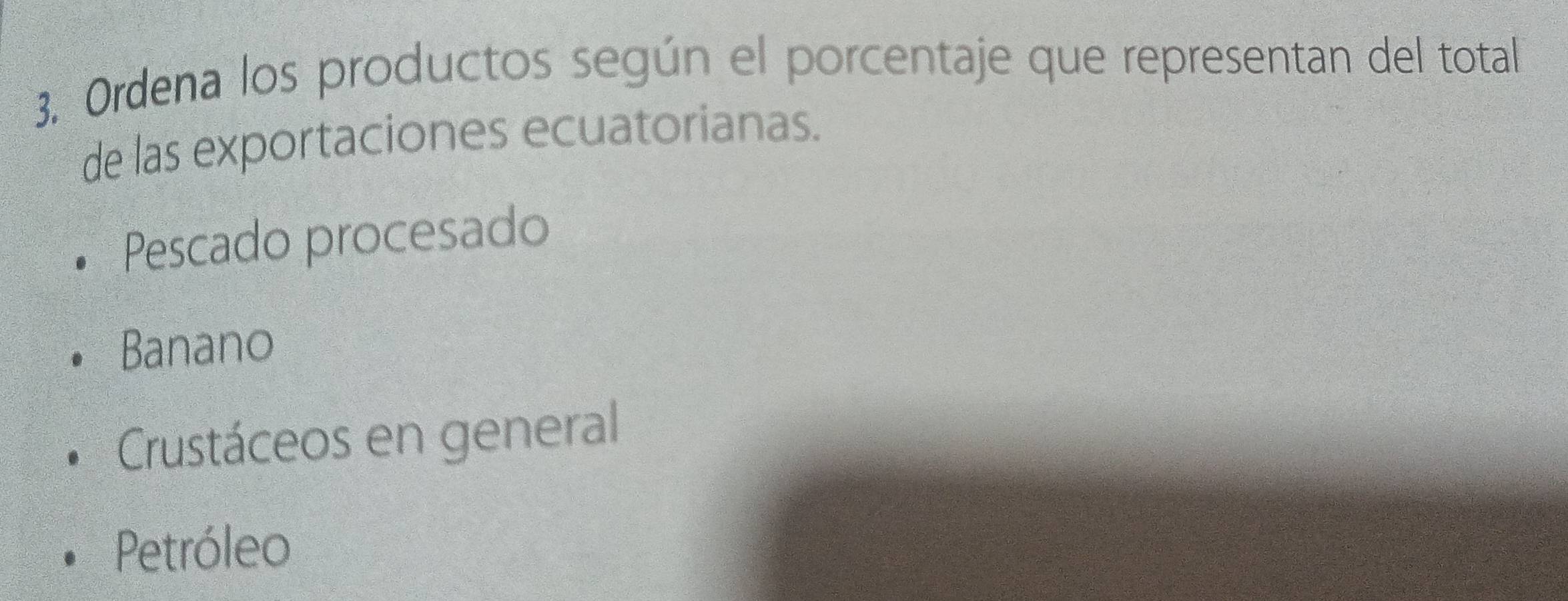 Resuelto:Ordena los productos según el porcentaje que representan del ...