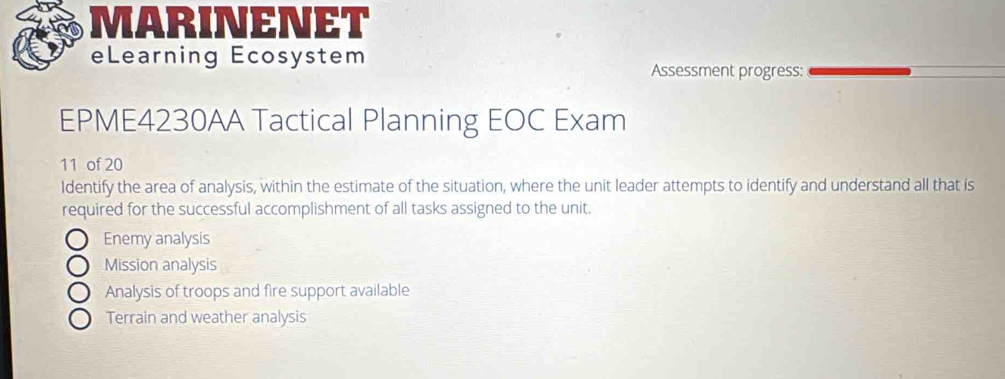 Solved: MARINENET eLearning Ecosystem Assessment progress: EPME4230AA ...