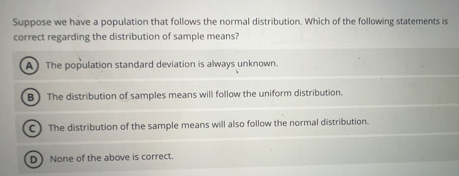 Solved: Suppose we have a population that follows the normal ...