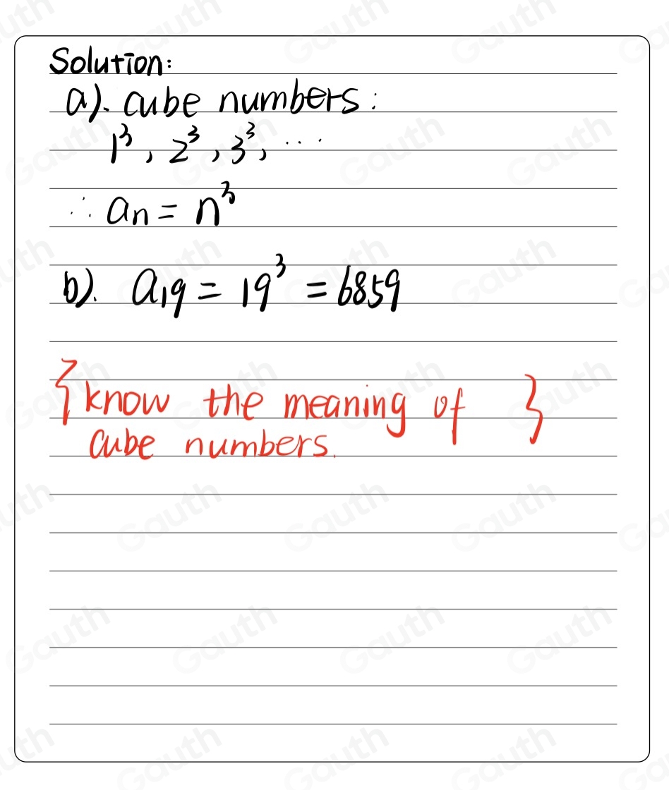 Solved: Work out the n^(th) term rule for the sequence of cube numbers ...
