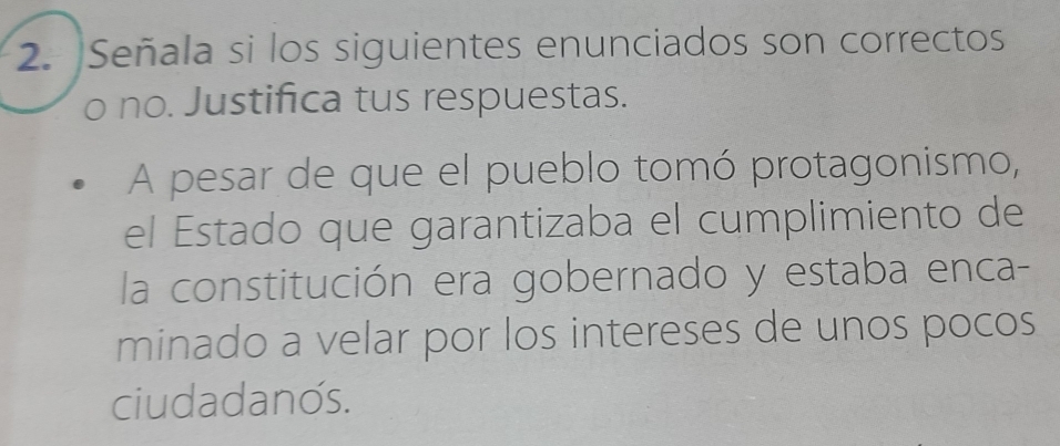 Resuelto:Señala si los siguientes enunciados son correctos o no ...