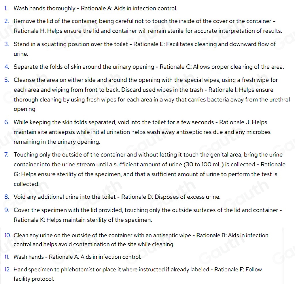 Solved: KNOWLEDGE DRILL 13-4: RATIONALE FOR CLEAN-CATCH URINE ...