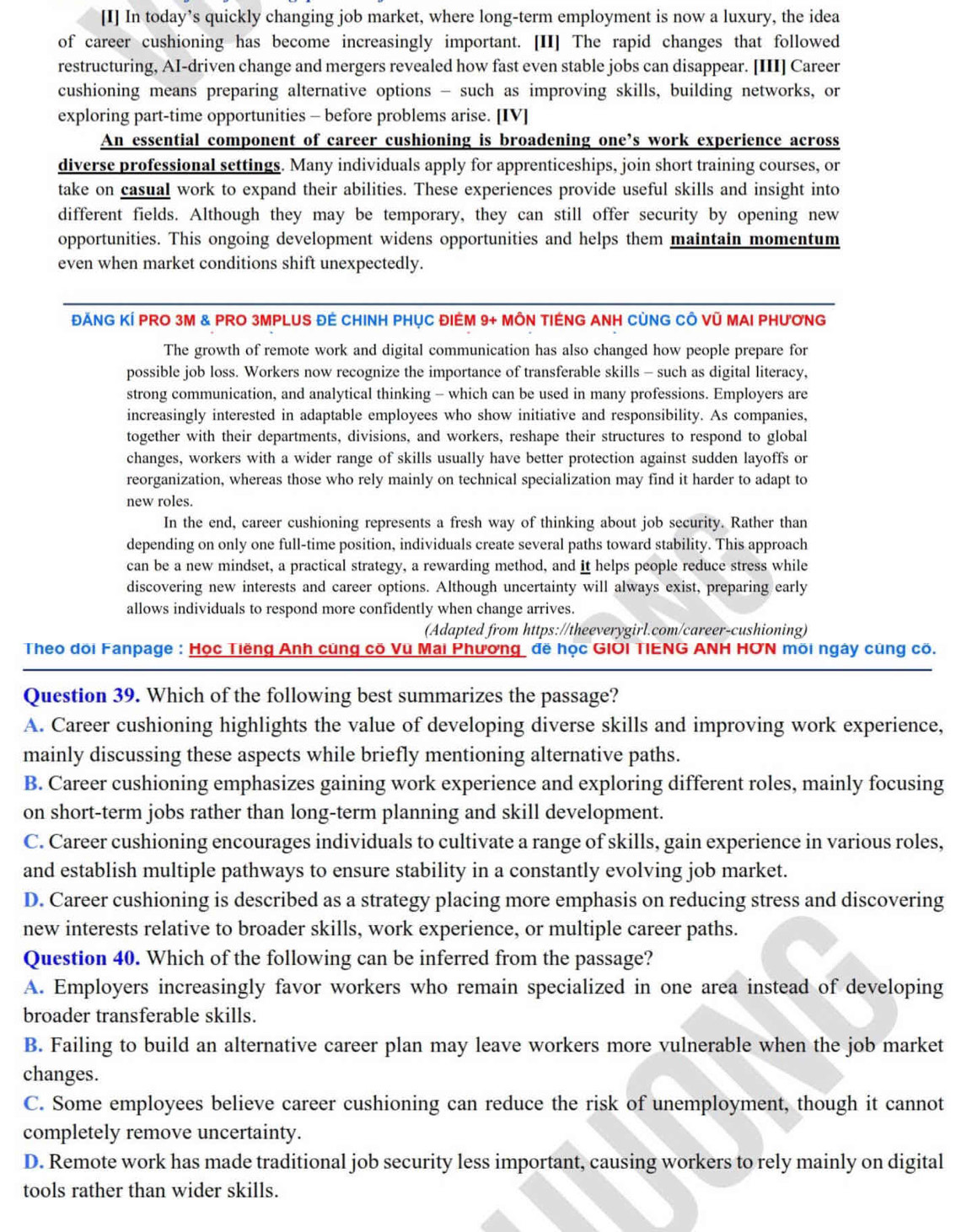 Giải quyết:[I] In today’s quickly changing job market, where long-term ...