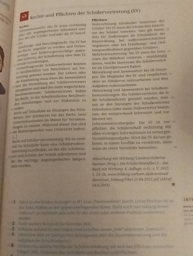 Gelöst:ung m3 Rechte und Pflichten der Schülervertretung (SV) agsines ...