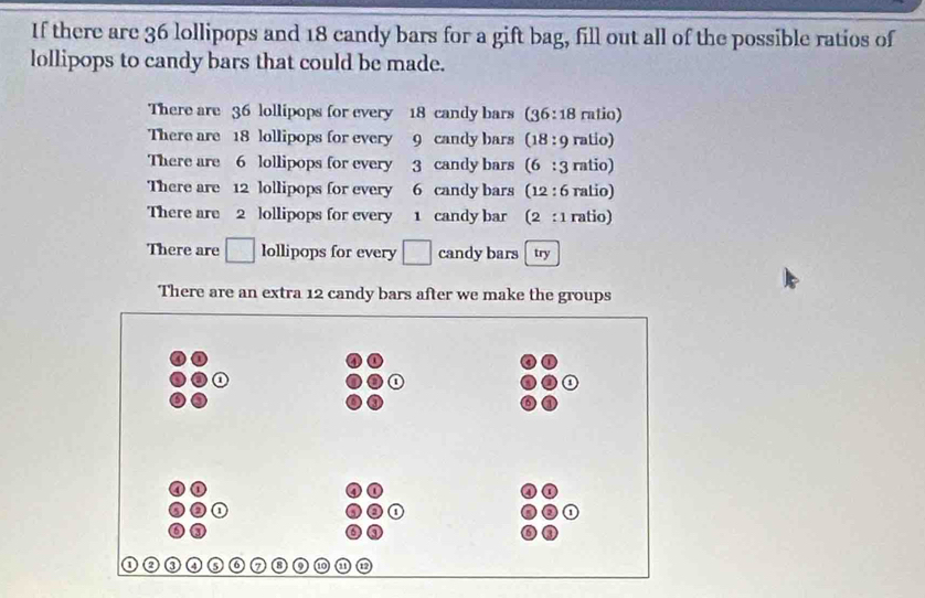 Solved: If there are 36 lollipops and 18 candy bars for a gift bag ...