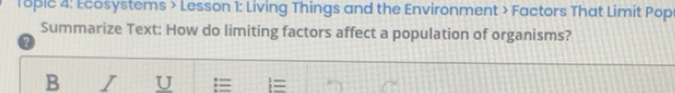 Gelöst:Topic 4: Ecosystems > Lesson 1: Living Things and the ...