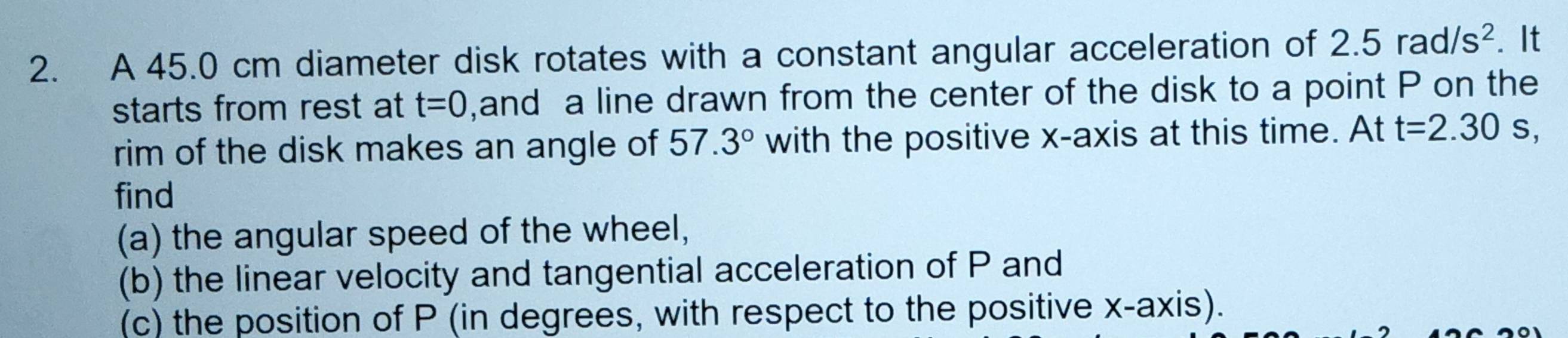 Selesai:A 45.0 cm diameter disk rotates with a constant angular ...