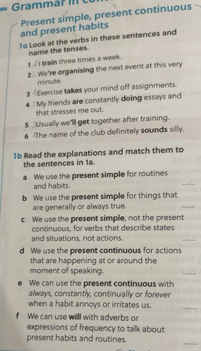 Risolto:Gramm ar Present simple, present continuous and present habits ...