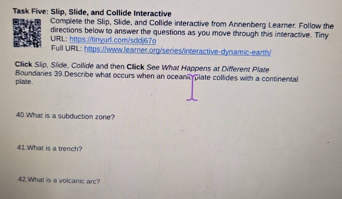 Solved: Task Five: Slip, Slide, and Collide Interactive Complete the ...