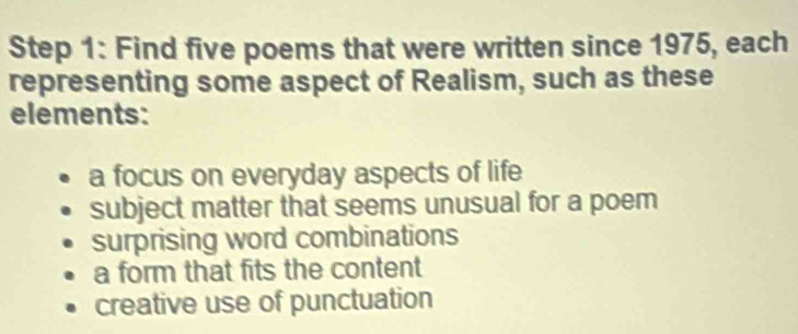 Solved: Find five poems that were written since 1975, each representing ...
