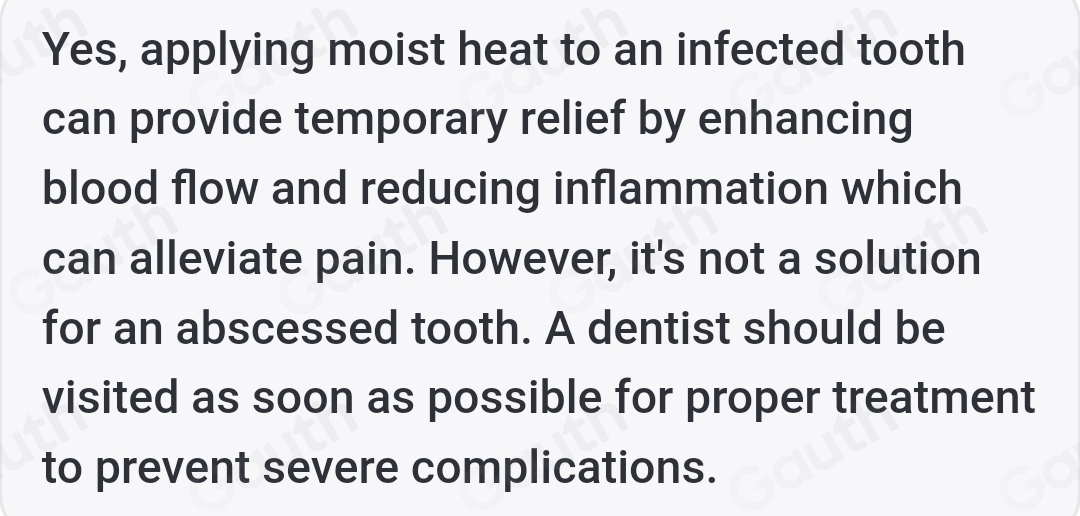 Solved: An infected tooth forms an abscess (area of infected tissue ...