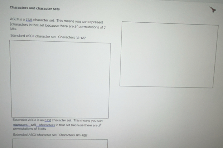 Solved: Characters and character sets ASCII is a 7 bit character set ...