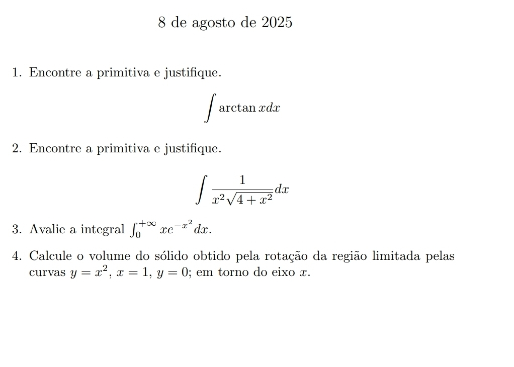 Resolvido:de agosto de 2025 1. Encontre a primitiva e justifique. ∈t ...