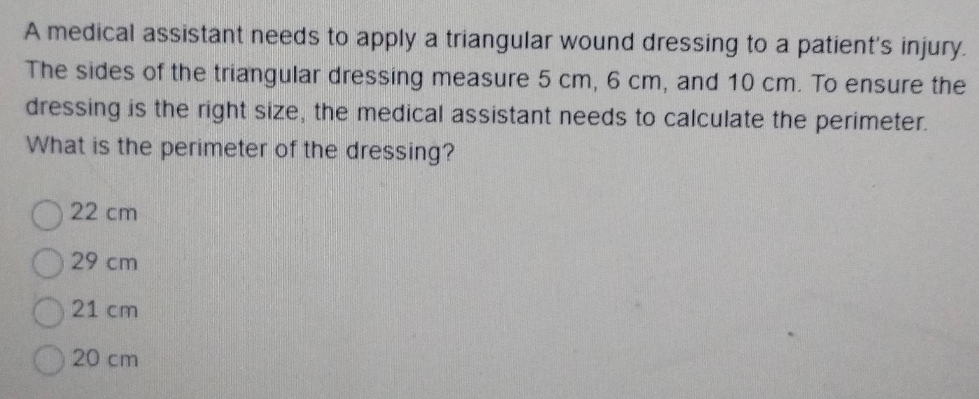 Solved: A medical assistant needs to apply a triangular wound dressing ...