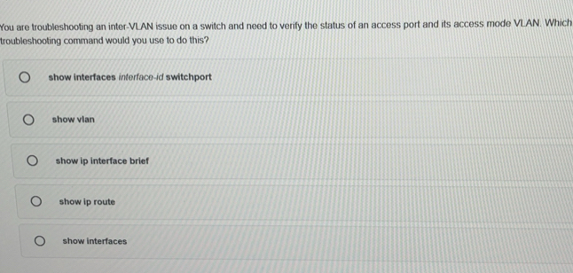 Solved: You are troubleshooting an inter-VLAN issue on a switch and ...