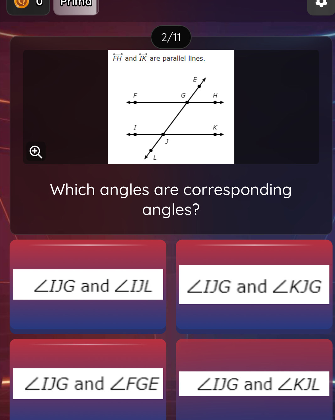 Solved: 2/11 overleftrightarrow FH and overleftrightarrow IK are ...
