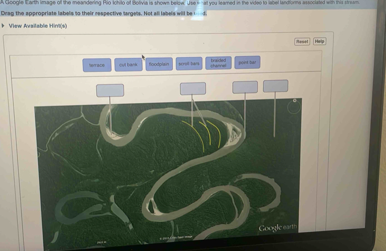 Solved: A Google Earth image of the meandering Rio Ichilo of Bolivia is ...
