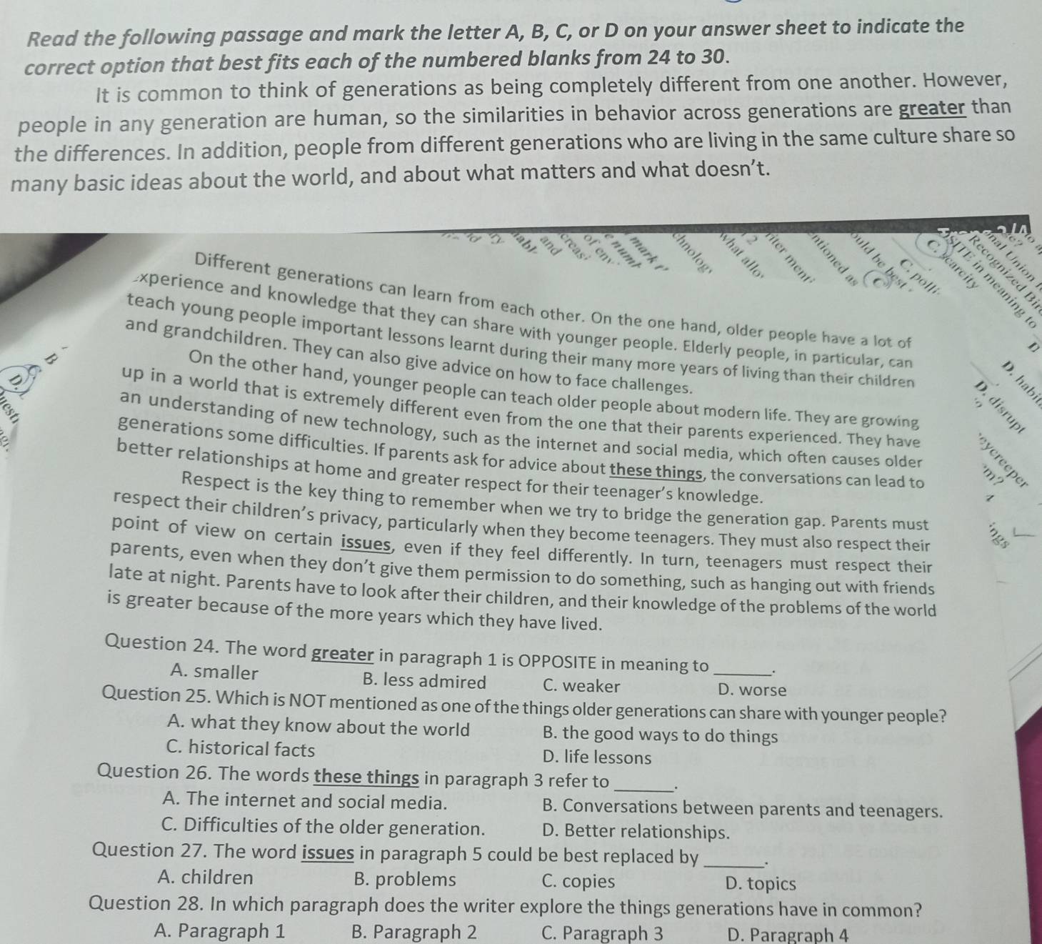 Giải quyết:Read the following passage and mark the letter A, B, C, or D ...