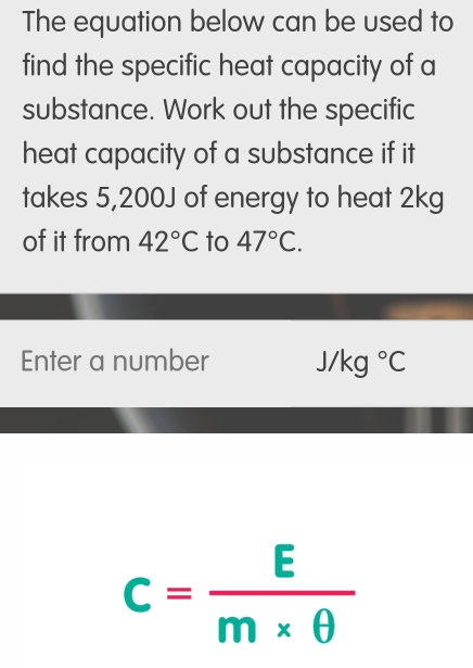 Solved: The equation below can be used to find the specific heat ...