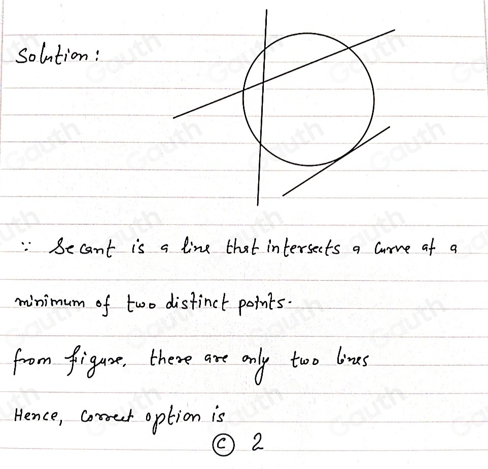 Solved: In the figure below, how many secant lines are there? 3 0 2 1 ...